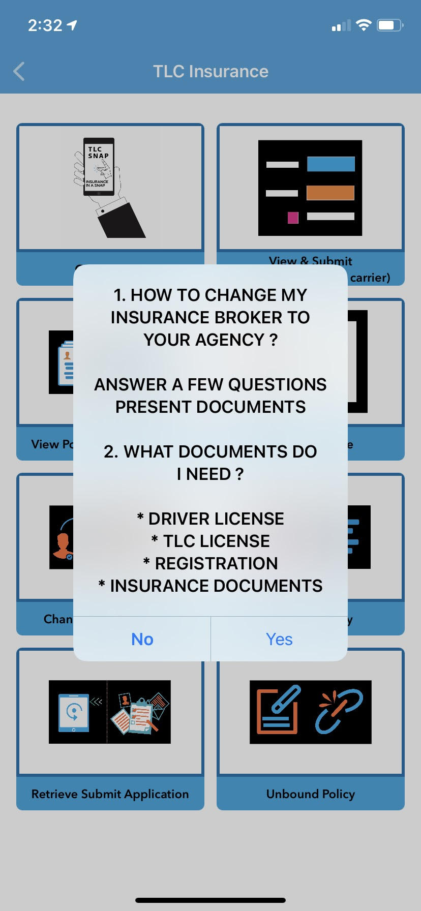 Change of Broker – TLC Snap NYC – Digital Insurance Broker
